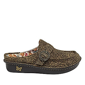 Alegria Women's Brigid Freedom Rock Leather Moc Toe Open Back Clog with Heel Cup 10.5-11 M US