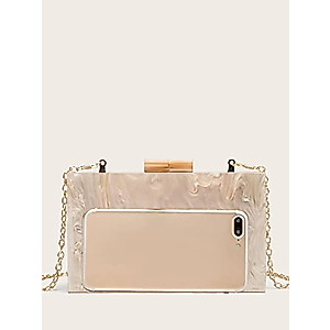 Acrylic Clutch Purses for women Perspex Bag Box Clutch Evening Crossbody Handbags (APRICOT)