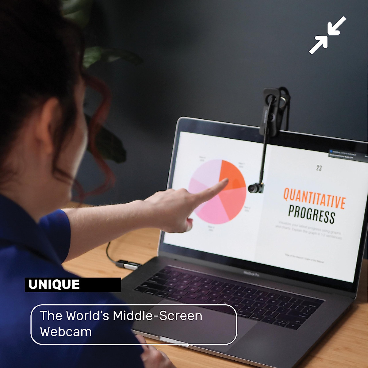 Center Cam Middle-Screen Webcam - 1080p Plug & Play USB Webcam, Adjustable Webcam for Laptop and Desktop for Home Video Conferences