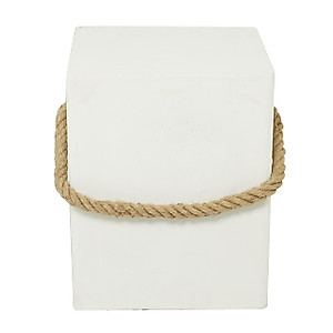 Deco 79 Magnesium Oxide Lightweight Outdoor Accent Table with Rope Handle, 15" x 15" x 18", White