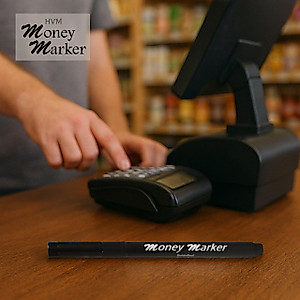 Money Marker (5 Counterfeit Pens) - Counterfeit Bill Detector Pen with Upgraded Chisel Tip - Detect Fake Counterfit Bills, Universal False Currency Pen Detector Pack