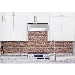 NextWall Distressed Faux Brick Peel and Stick Wallpaper (Red)