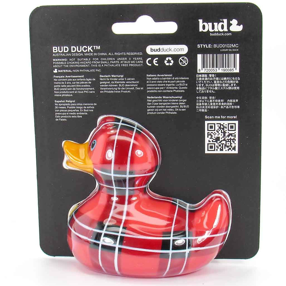 McDuck (Scottish) Rubber Duck by Bud Ducks | Elegant Gift Packaging - "Duck under my kilt!"