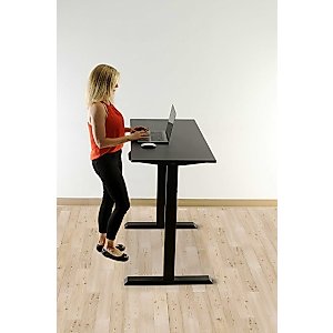TechOrbits Electric Standing Desk Tabletop - 47 Inch Motorized Workstation Two Leg Frame Stand Up Desk with Memory Settings and Telescopic Sit-Stand Height Adjustment Black