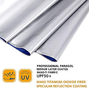 G4Free UPF 50+ UV Protection Travel Umbrella 46 Inch Windproof Silver Coating Sun Blocking Umbrella(Silver/Blue)