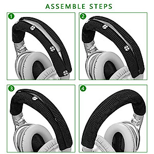 Geekria Knit Fabric Headband Cover Compatible with Bose QC35 II, QC25, QC15, QC2 Headphones, Head Cushion Pad Protector, Replacement Repair Part, Sweat Cover, Easy DIY Installation (Black)