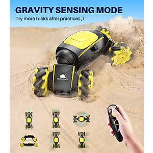 DODOELEPHANT Gesture Sensing RC Stunt Car, Kids Remote Control Cars Toys 4WD Monster Truck Crawler with Gravity Sensor 2.4Ghz 9.5mph 1:28 Transform Offroad Birthday Christmas for Boys Girls