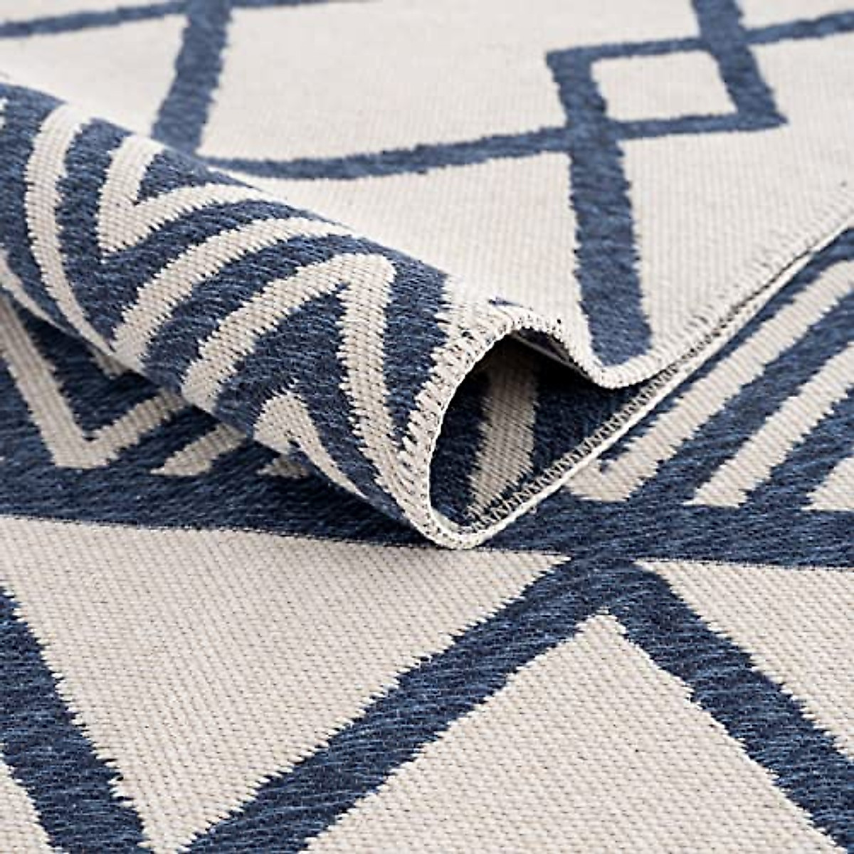 Keen Home Design Area Rugs - 2x4 Reversible and Machine Washable Boho Rug - 100% Cotton - Two Sided Rug for Living Room, Kitchen, Hallway, Bedroom, Entryway - (2’ x 3’7’’, Navy)