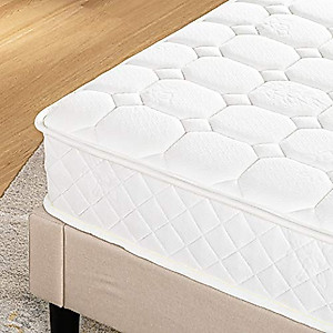 Best Price Mattress 8 Inch Tight Top Pocket Spring Mattress - Motion Isolation Individually Encased Pocket Springs, Comfort Foam Top, CertiPUR-US Certified Foam, Queen, White