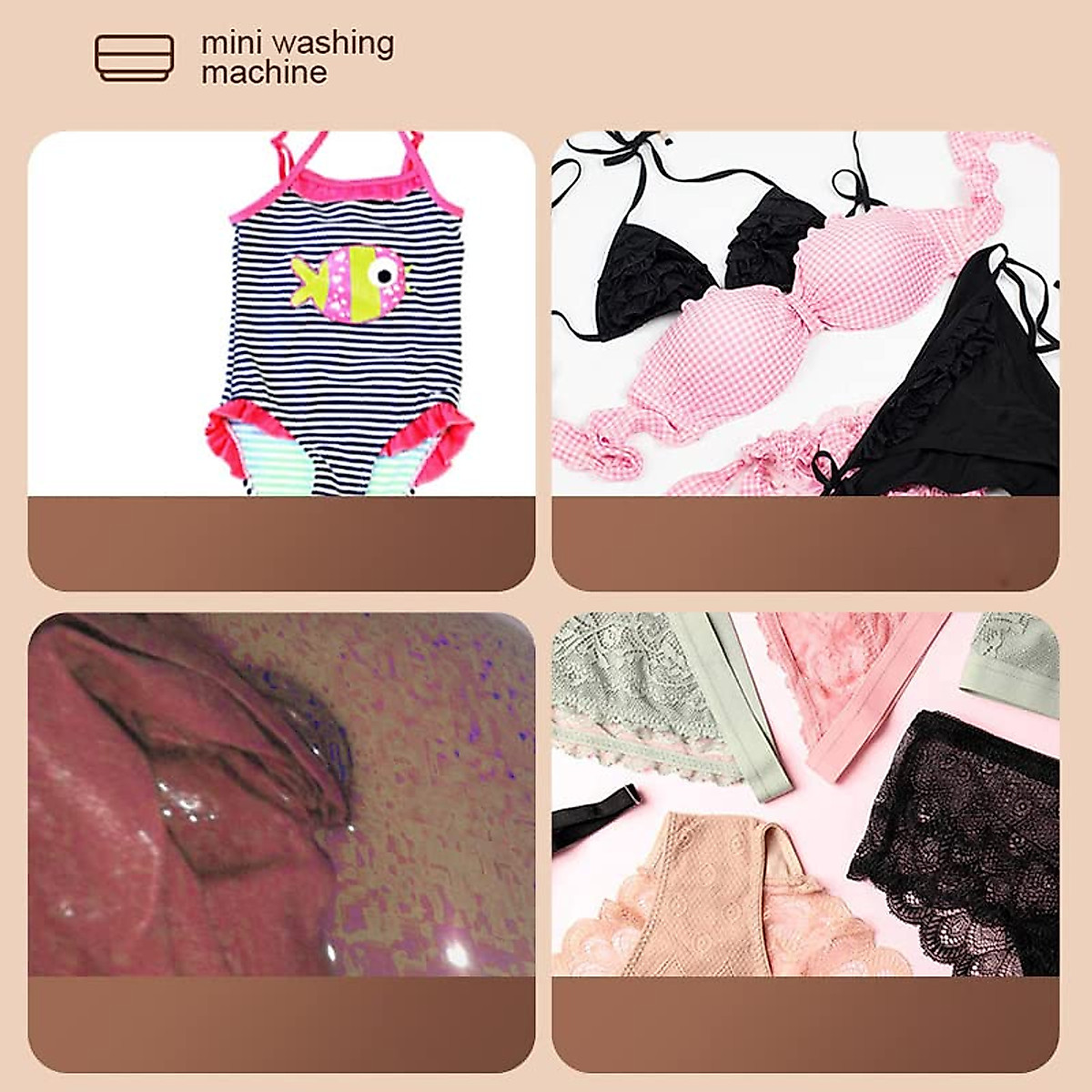 Portable Washing Hine,Foldable Mini Small Washer, 6LPortable Laundry Washer, Electric Underwear Blue Light Laundry Washer with Draining Bask, for Home, Business, Travel, College Room, Rv(Green)