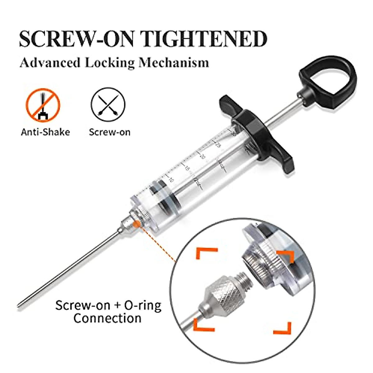 Tri-Sworker Plastic Meat Injector Kit for Smoker with 2 Flavor Food Syringe Needles, Ideal for Injecting Marinade into Turkey, Meat, Brisket; 1-OZ; Including Paper User Manual, Recipe E-Book (PDF)