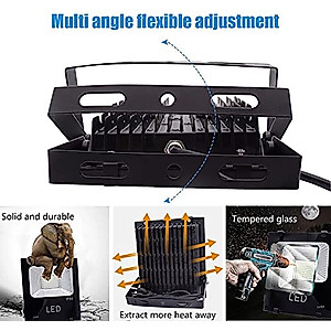 HANNAHONG 10W LED Flood Light with Plug,1000lm Super Bright Security Lights, IP66 Waterproof Outdoor Work Light, 6000K Daylight White Spotlight for Eave, Porch, Garage, Patio, Yard, Garden, Lawn