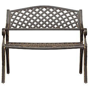 WEHUOSIF Patio Bench 40.2" Cast Aluminum,Back Chair,Garden Bench, Backyard Benches,Yard Bench,Park Bench,Farmhouse Bench,Outdoor Furniture,for Patio, Porch, Backyard, Bronze