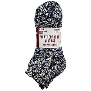 Weatherproof Women's Ankle Boot Socks Soft Cotton Blend, Black Gray Teal, 6 Pairs, 9.5 (1533563)