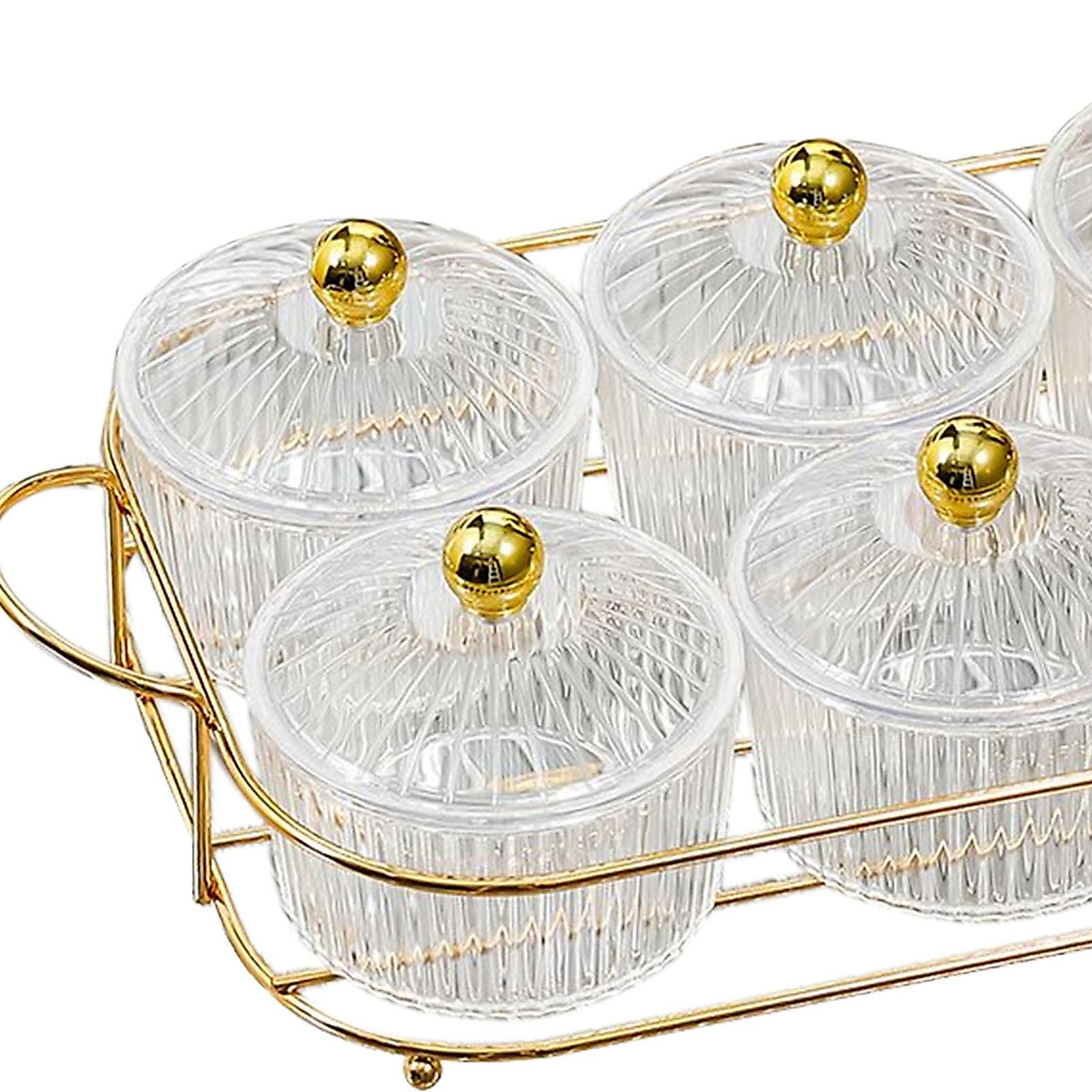 Light Luxury Nut and Candy Serving Tray Serving Container with Holder Food Storage Preserved Tray Dried Fruit Salad Plate for Candies Picnic, Clear 6 Bowls