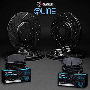 R1 Concepts Front Rear Brakes and Rotors Kit |Front Rear Brake Pads| Brake Rotors and Pads| Ceramic Brake Pads and Rotors |Hardware Kit|fits 2006-2010 Lexus IS250