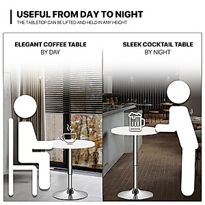 MoNiBloom Bistro Pub Table Round Bar 27.5"- 36" Height-Adjustable Cocktail Table for Dining Room Home Kitchen Patio Bistro, 23.5 Inch Table Top, White