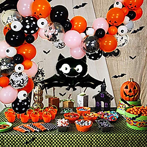 Scary Halloween Decorations Set – 92Pack Halloween Balloons Confetti Balloons Bat Decorations Bat Foil Balloons for Halloween Party Decorations, Spooky Birthday Decorations