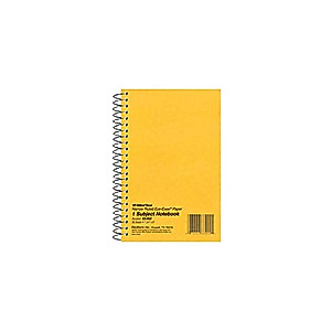 NATIONAL Brown Board Cover Notebook, Narrow, 1 Subject, Green Paper, 7.75" x 5", 80 Sheets (33002)