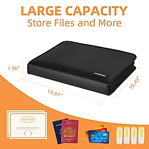 JUNDUN Accordion File Organizer - Fireproof Accordion Folder with Zipper & Labels - 13 Pocket Expanding File Folder with Multi-Pockets Document Organizer Folder for Letter A4 Files | Receipt and More