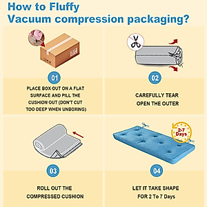 Millsilo Bench Cushion, Bench Cushions for Indoor/Outdoor Furniture, Window Seat Cushions, Garden Patio Large Pads with Button Reinforcement, for Shoe Bench Dining Porch Bench 48x18x4 inch, Blue