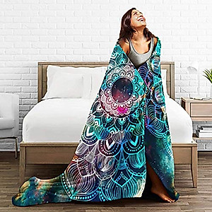 Galaxy Mandala Fleece Throw Blanket Plush Soft Throw for Bed Sofa, 80 in x 60 in