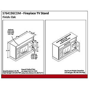 Ameriwood Home Chicago Electric Fireplace TV Console for TVs up to a 50", Natural