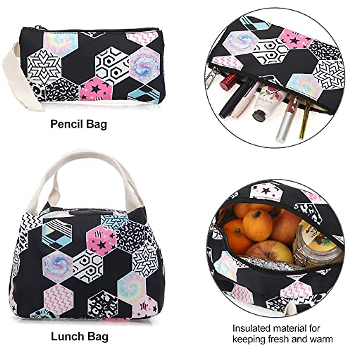 Geometry Backpack Set 3-in-1 Kids School Bag, Junlion Laptop Backpack Lunch Bag Pencil Case Gift for Teen Boys Girls