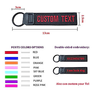 Personalized Keychain, Custom Embroidery Any Text Keychain, Key Ring Accessories suitable for Men's gift Motorcycle Car Scooter Black
