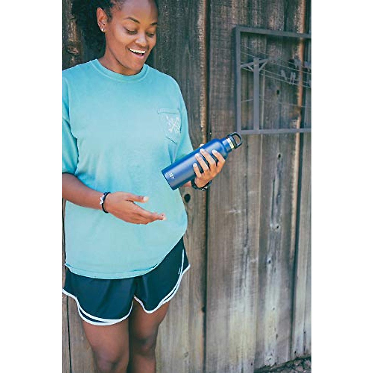 Simple Modern Insulated Water Bottle with Handle Lid 1 Liter Reusable Ascent Narrow Mouth Stainless Steel Thermos Flask, 32oz Handle Lid, Midnight Black