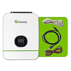 Solar Inverter 48V 3000W 120V/240V Split Phase Solar Inverter Growatt Built-in 80A MPPT Solar Charge Controller Pure Sine Wave Inverter for Home Use US Warehouse