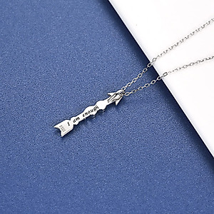 I am enough Semicolon Necklace 925 Sterling Silver Inspirational Arrow Pendant Mental Health Jewelry for Women