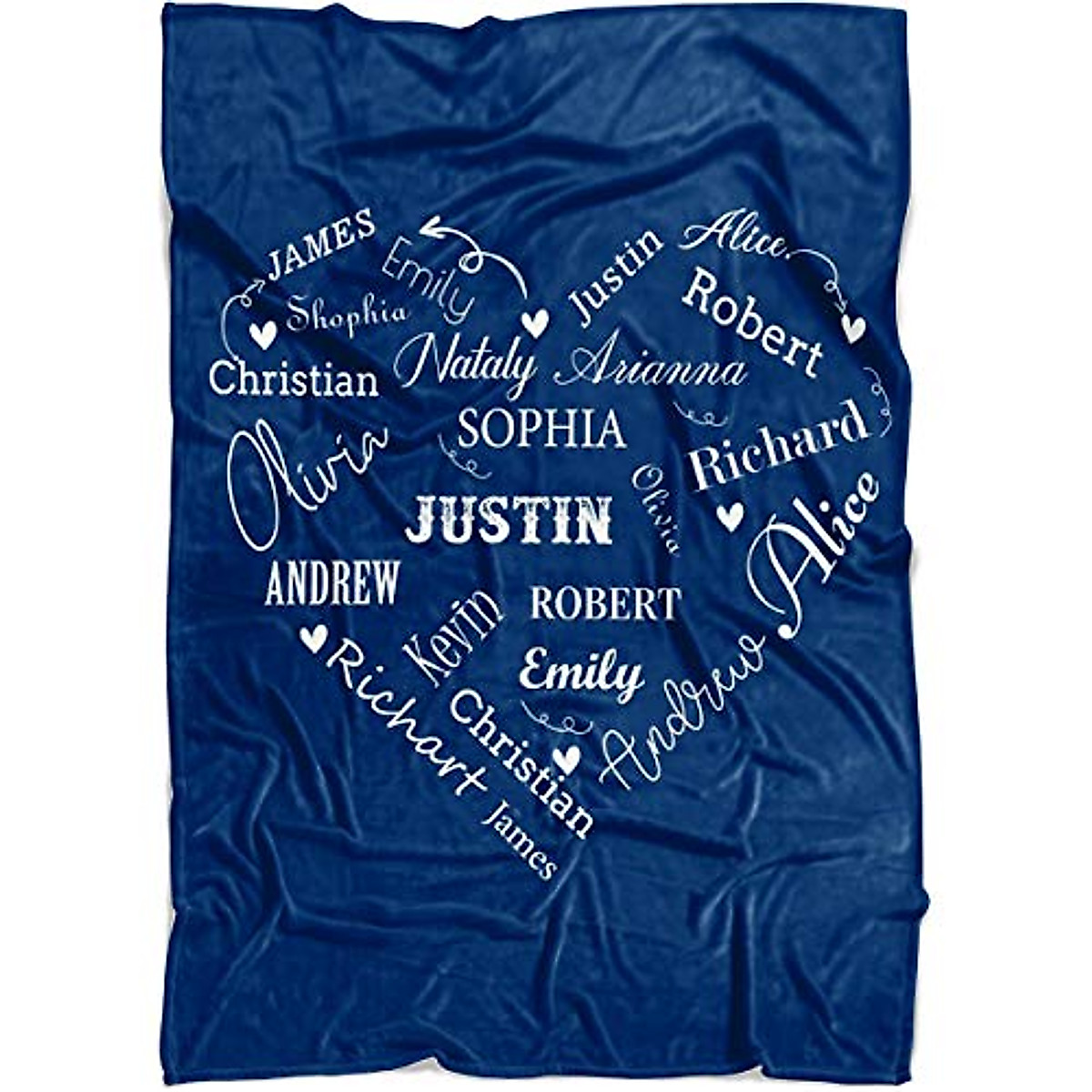 Personalized Name Blankets for Baby, Kids and Adults, Mom, Grandma. Custom Name Blanket from Your Names. Close to Heart Customized Throw. Gift for Mothers Day, Christmas (Navy, Fleece 50" x 60")