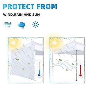 Joramoy Canopy Tent Sidewalls for 10×10 Pop Up Canopy, 3 Pack Instant Canopy Sunwall, Waterproof and UV Protection Canopy Shade Wall, Straight Leg Canopy Sidewalls 3 PCS Only(White)
