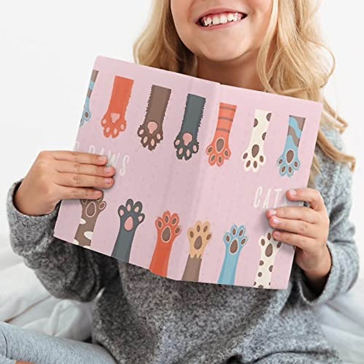 DIYFLASH Pet Paw Book Cover Protector Jumbo Book Sleeves for Hardcover Books to 9 x 11 Inches Book Sox for Most Hardcover Books Washable, Reusable Protective Covers, Set of 4