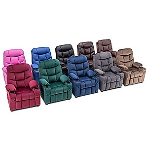 MCombo Big Kids Recliner Chair with Cup Holders for Boys and Girls Room, 2 Side Pockets, 3+ Age Group, Faux Leather 7366 (Dark Brown)