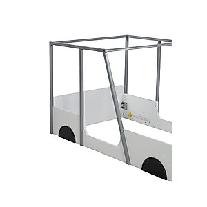 Ball & Cast Car Bed with Roof Frame & Wheels,Twin Size Wooden Montessori Floor Bed W/Door,Platform Bed for Boys Girls Toddlers,Grey