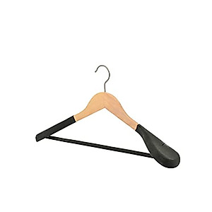 N/A Anti-Slip Velvet Flocking Wide Shoulder Wardrobe Clothes Storage Rack Wooden Hanger ( Color : Natural Color , Size : 44*23cm )