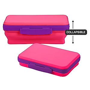 It's Academic Flexi Storage Box with Lid, Collapsible Pencil Case Design for Craft and School Supplies, 3-Pack