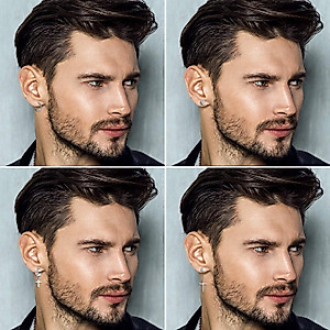 OIDEA 15 Pairs Earrings for Men: Stainless Steel Earrings Stud Kit for Men Women Fashion Piercing Jewelry Cross Dangle Hoop Earrings Set Gifts