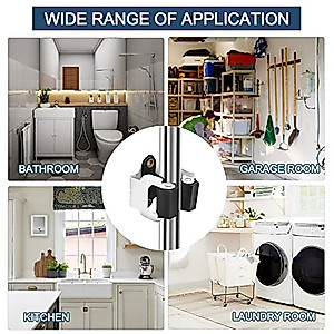 Waziaqoc 5PCS Wall Mount Broom Mop Holder, Bathroom Mop Hanger Wall Mounted Mop Clip with Screws for Garden Bathroom Kitchen - White & Black