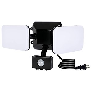 Haian Support Waterproof Plug-in Motion Sensor Light Outdoor - 20W 5000k(Daylight) 1800LM - Dual-Headed LED Security Light for Garage - Wall Mounted Pathway Lighting - Black