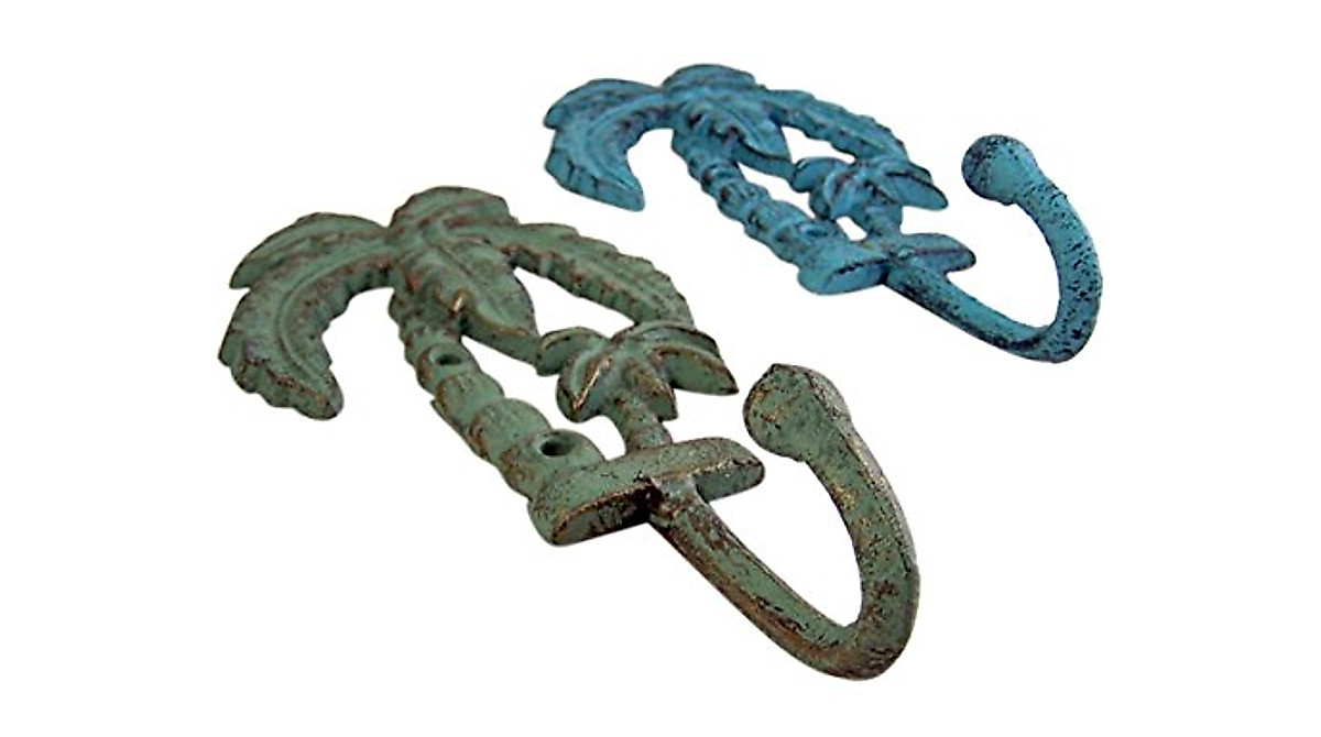 Stylish Palm Tree Cast Iron Wall Hooks - Set of 2