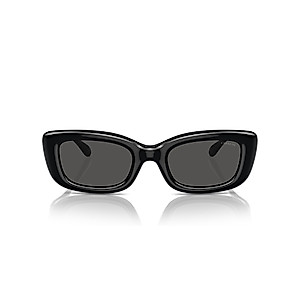 COACH Women's HC8390U Pillow Tabby Universal Fit Rectangular Sunglasses, Black/Grey Solid, 51 mm