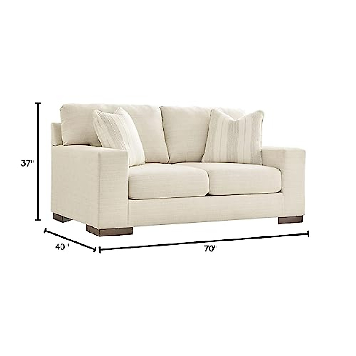 Signature Design by Ashley Maggie Contemporary Upholstered Loveseat with Accent Pillows, Off-White