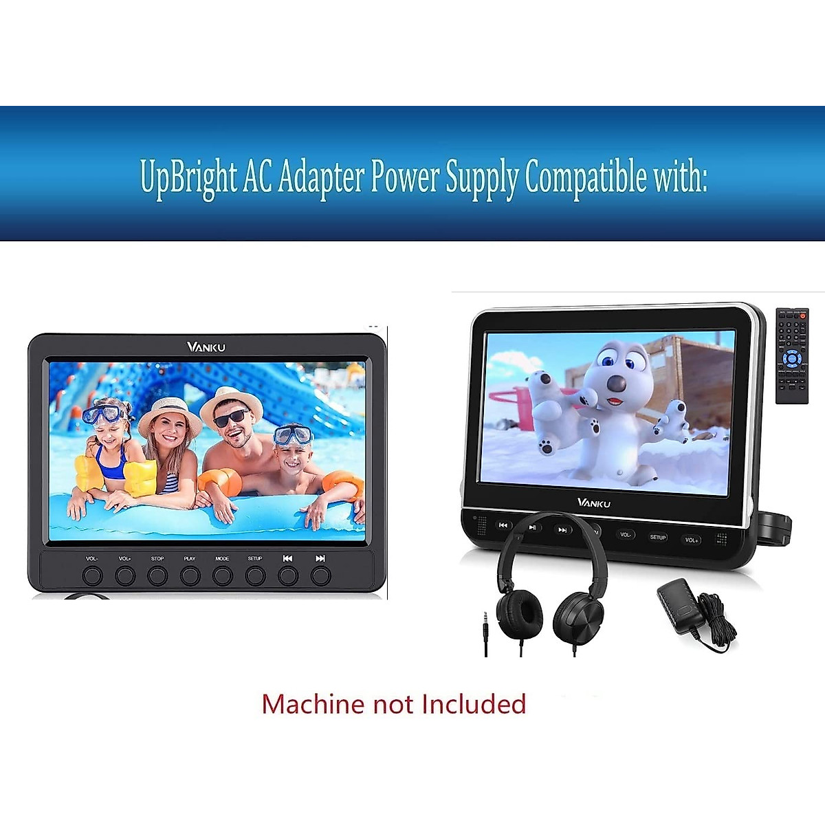 UpBright 12V DC Car Power Cord Adapter Charger Compatible with Vanku BR1093B-V08 BR1093B 10.1" Portable Car DVD Player Support 1080P Headrest Video Cigarette Lighter Plug Power Supply Cable Charger