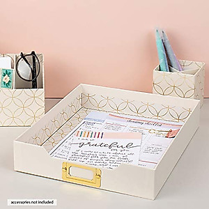 Erin Condren Designer Desk Accessories - Designer Desk Organizer Set (4 Pieces) - Mid Century Circles Outline. Stylish Storage For Papers, Magazines, Pens & Pencils, Paper Clips & More