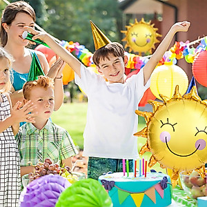 HAIOPS Sun Flower Foil Balloons Smiley Sunshine Sun Aluminum Balloon Birthday Wedding Decoration 26 Inch, 5 Pcs