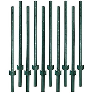 VASGOR 5 Feet Sturdy Duty Metal Fence Post – Garden U Post for Fencing - 10 Pack
