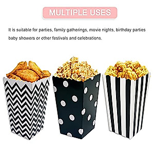 Popcorn Boxes 36 Pcs Cardboard Candy Containers for Small Movie Theater and Wedding Favors, Black
